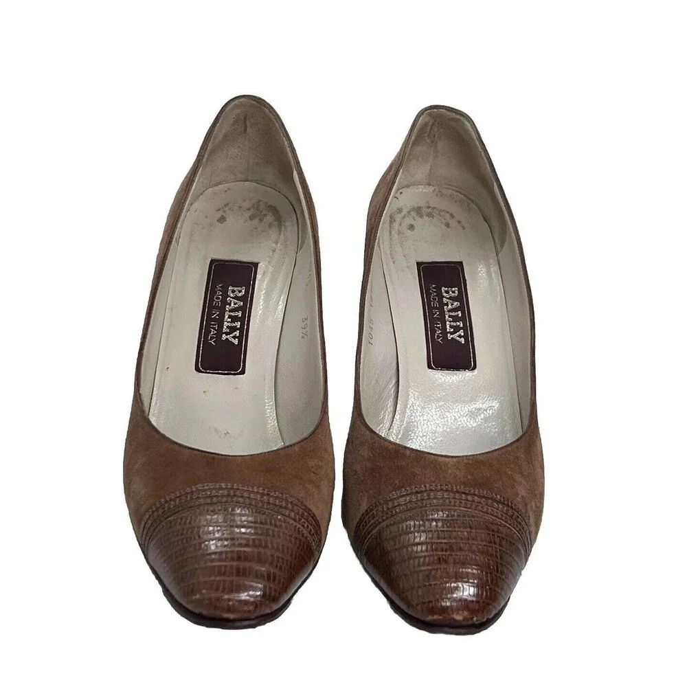 Bally | Shoes | Vintage 8s Bally Brown Suede Croc Cap Toe Almond Italy ...